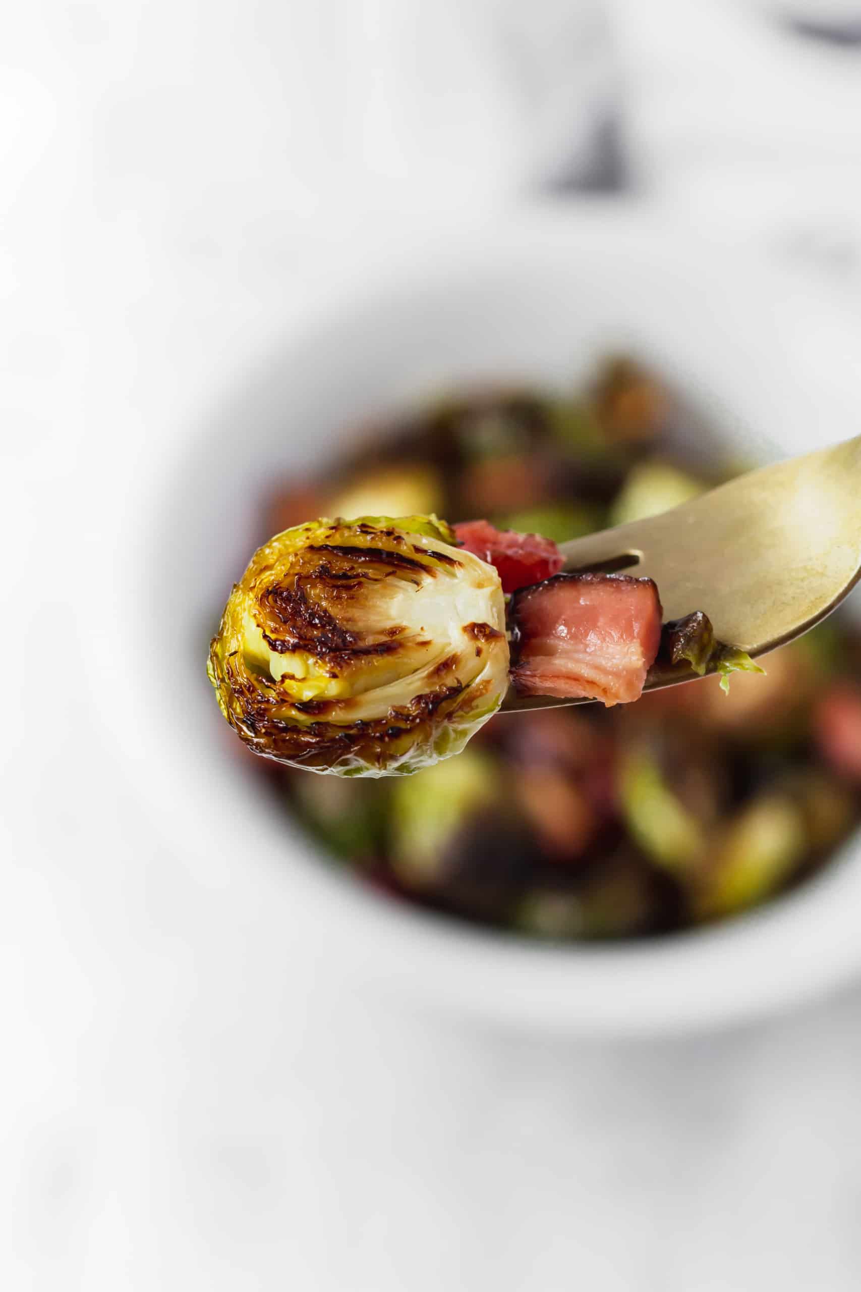 Roasted Brussels Sprouts with Bacon, Cranberries, and Pecans - Little ...