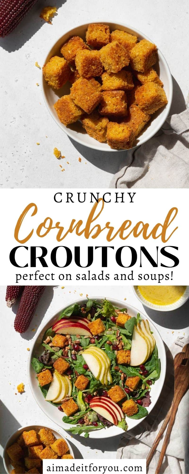 Cornbread Croutons - Little Curly Kitchen